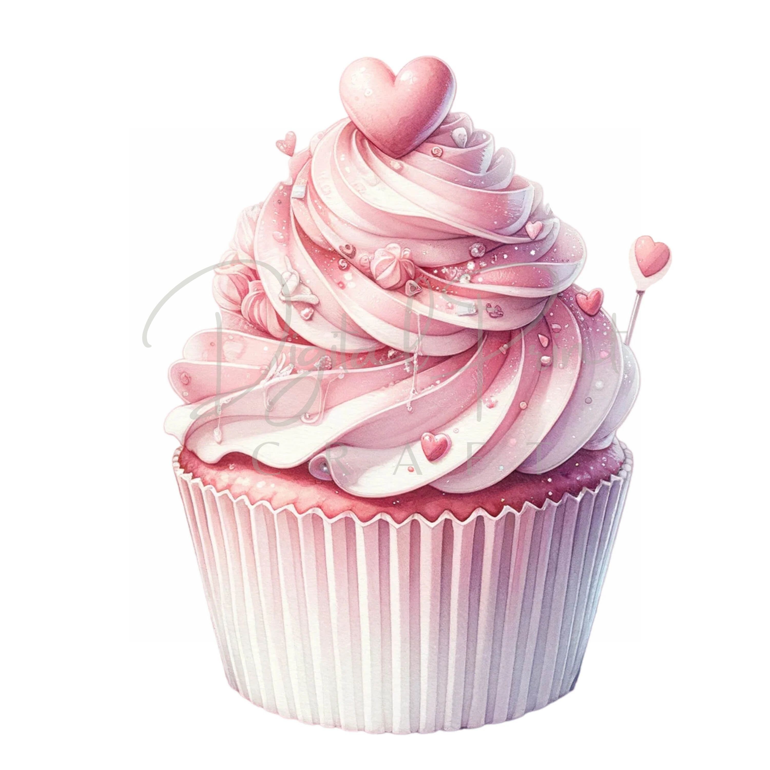 Valentine Cupcake Clipart, 14 PNG Valentines Day Clipart, Valentine ...