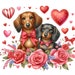 Valentines Dachshund Clipart, 12 PNG Valentines Day Clipart, Valentine ...