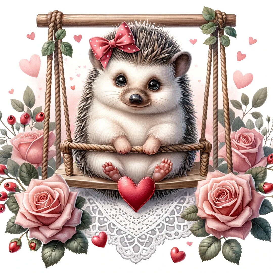 Valentine Hedgehog Clipart, 13 JPG Valentines Day Clipart, Valentine ...