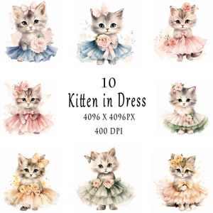 Kitten Princess Clipart, Flower Cat Clipart, 10 High Quality Jpgs ...