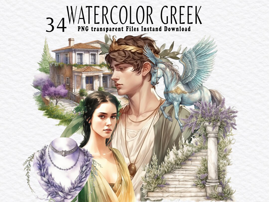 Ancient Greek Watercolor Clipart, Illustartion, Greek Mythology Clipart ...