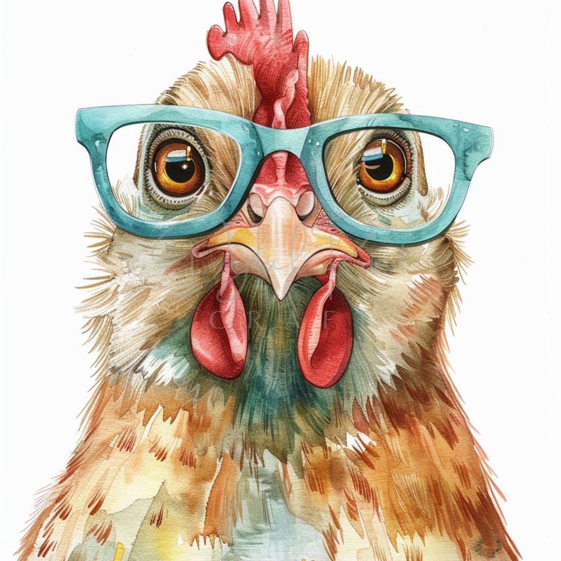 Funny Chicken Glasses Clipart, Colorful Chicken, 11 Jpgs, Printable ...