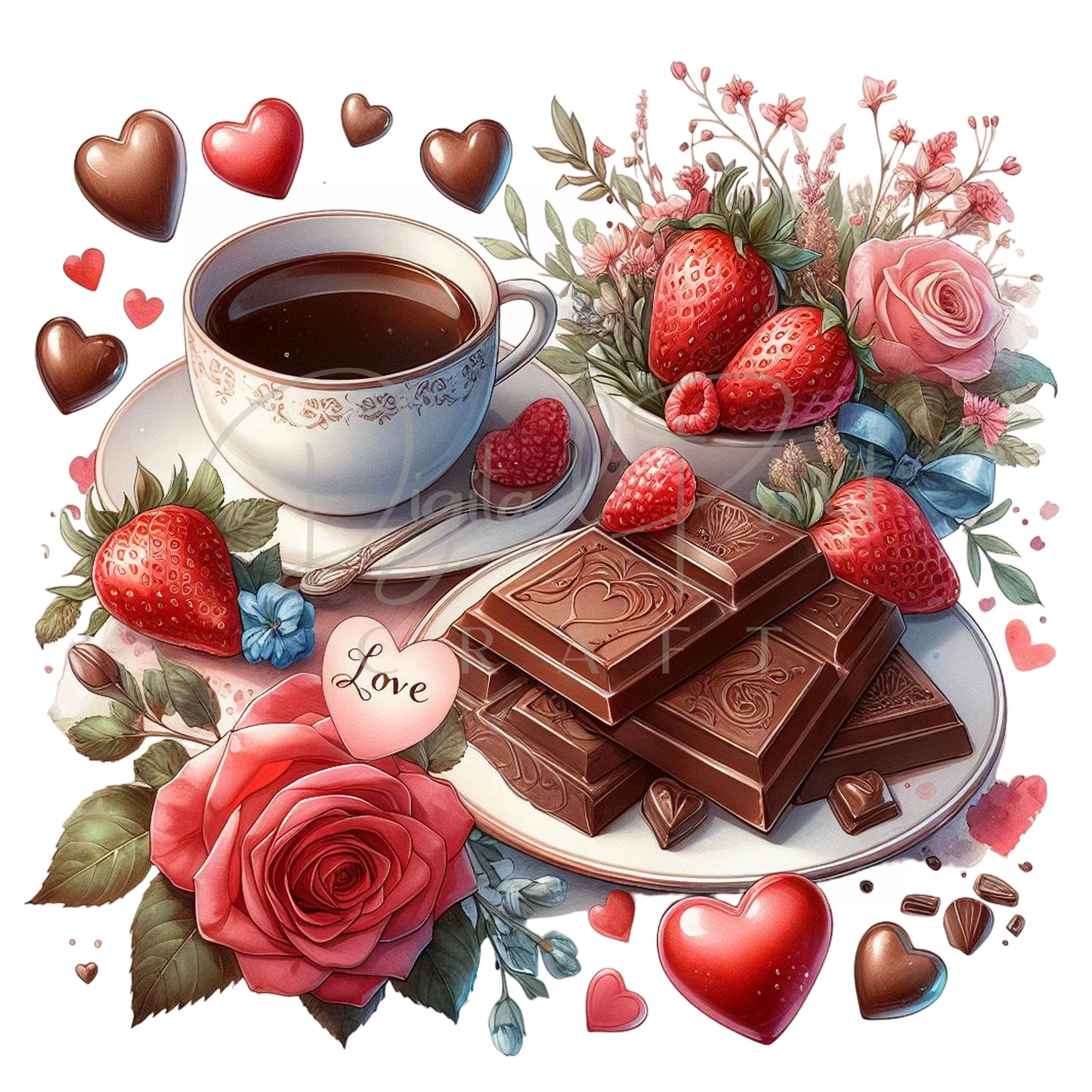 Valentine Chocolate Clipart, 12 PNG Valentines Day Clipart, Valentine ...