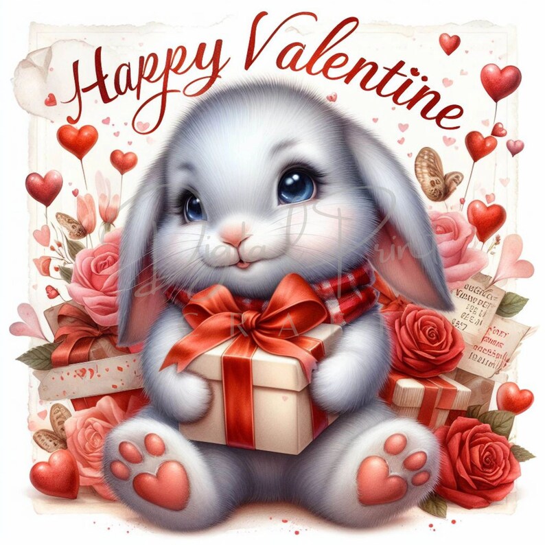 Valentine Rabbit Gift, 15 JPG Valentines Day Clipart, Valentine Couple ...