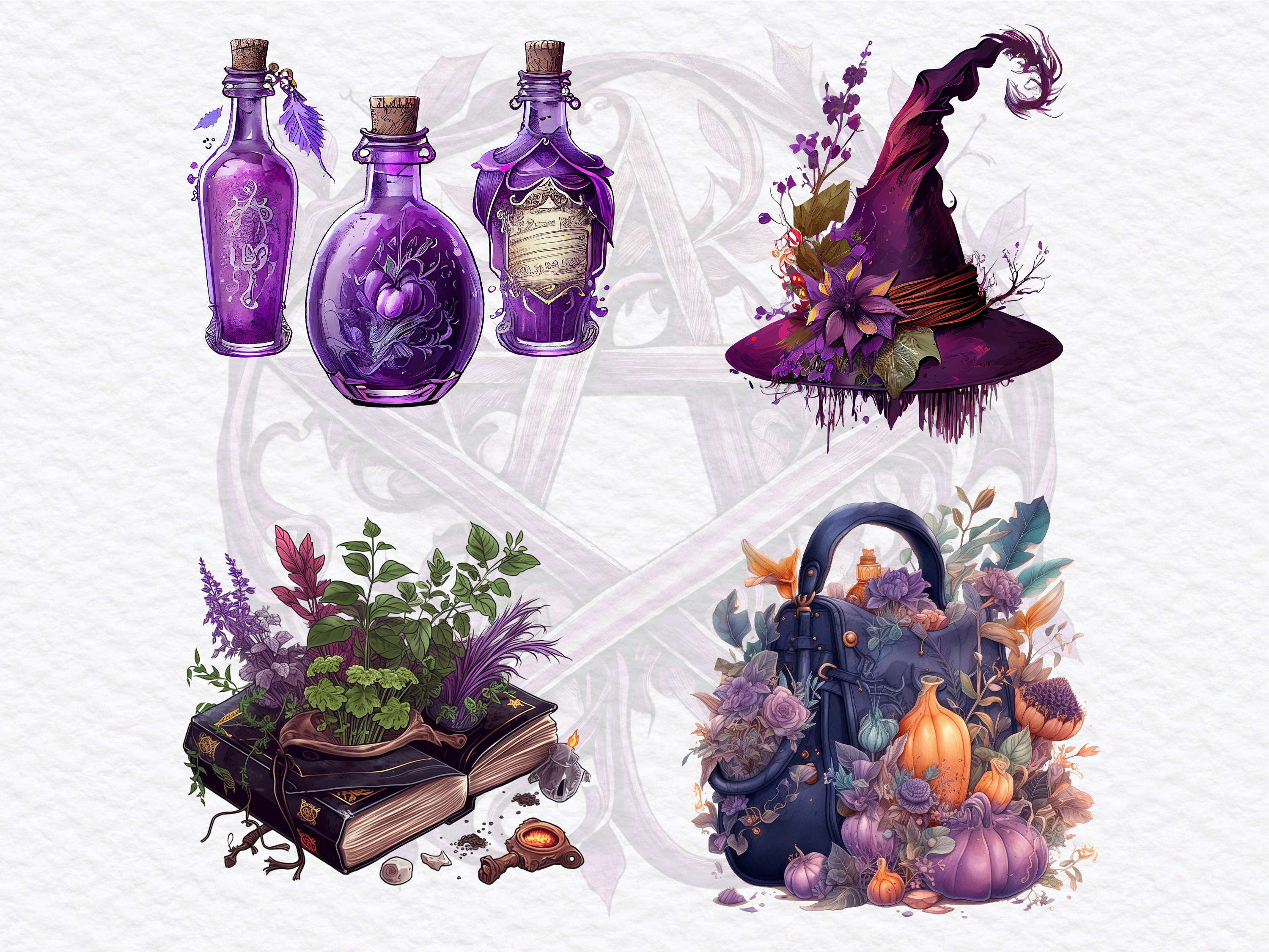 31 Dark Witch Items Clipart Magic Witch Clipart PNG Witches - Etsy