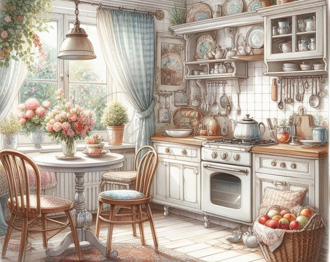 Vintage Kitchen Clipart Bundle 36 High Quality Pngs 3200x3200 Pix, 300 ...