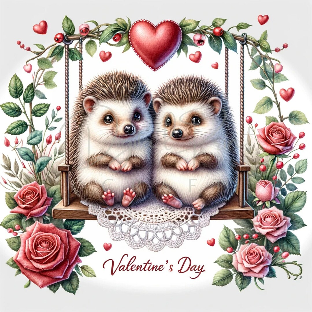 Valentine Hedgehog Clipart, 13 JPG Valentines Day Clipart, Valentine ...