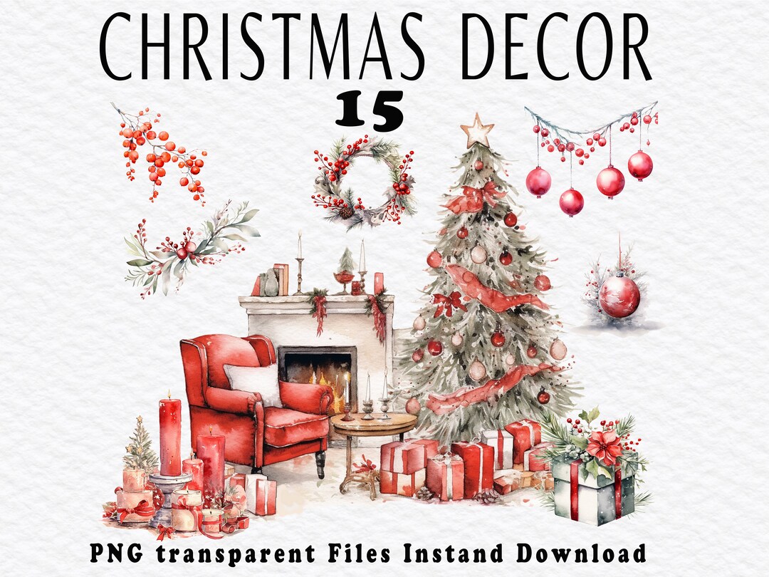 Watercolor Christmas Decoration Watercolor Cozy Christmas - Etsy