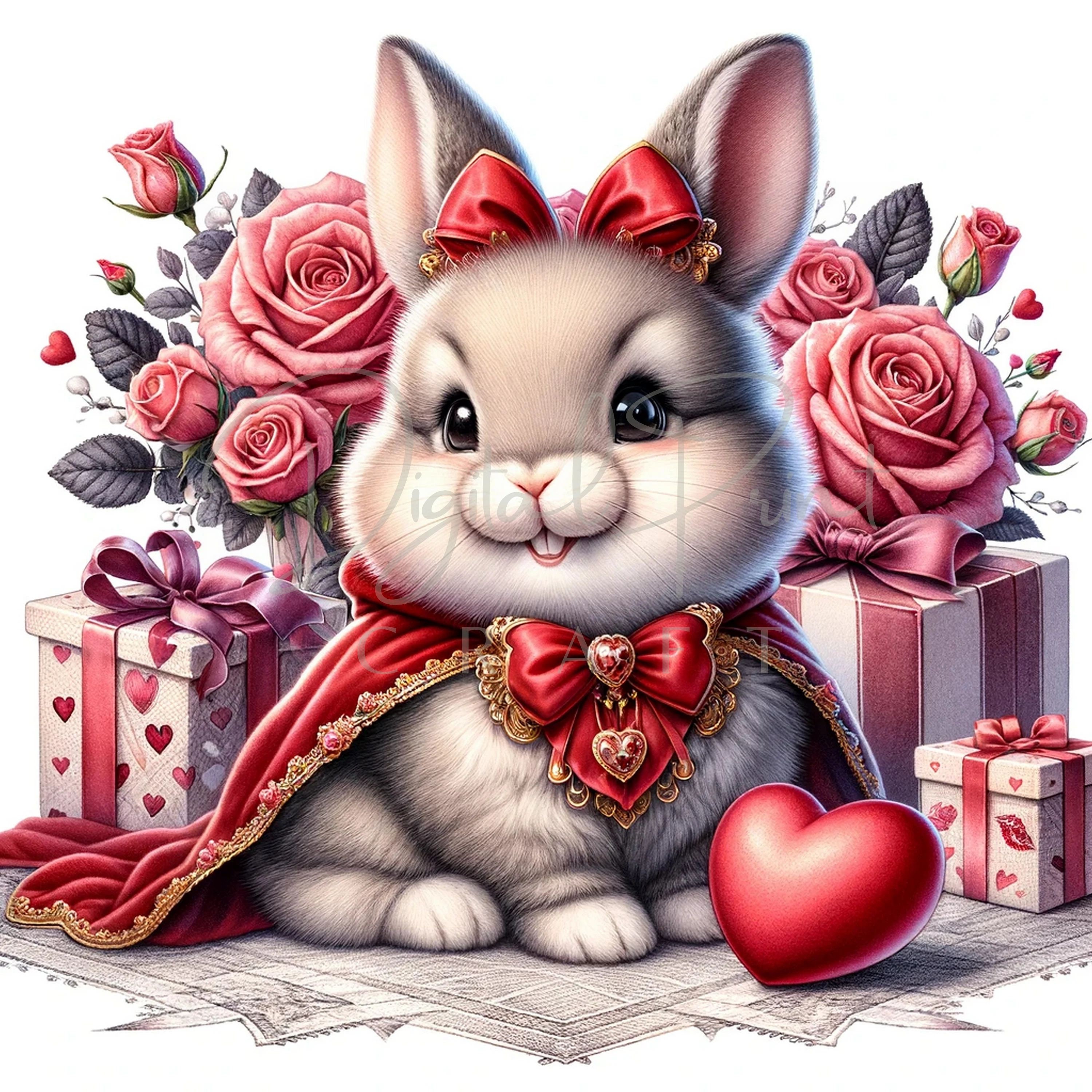 Valentine Rabbit Present, 12 JPG Valentines Day Clipart, Valentine ...
