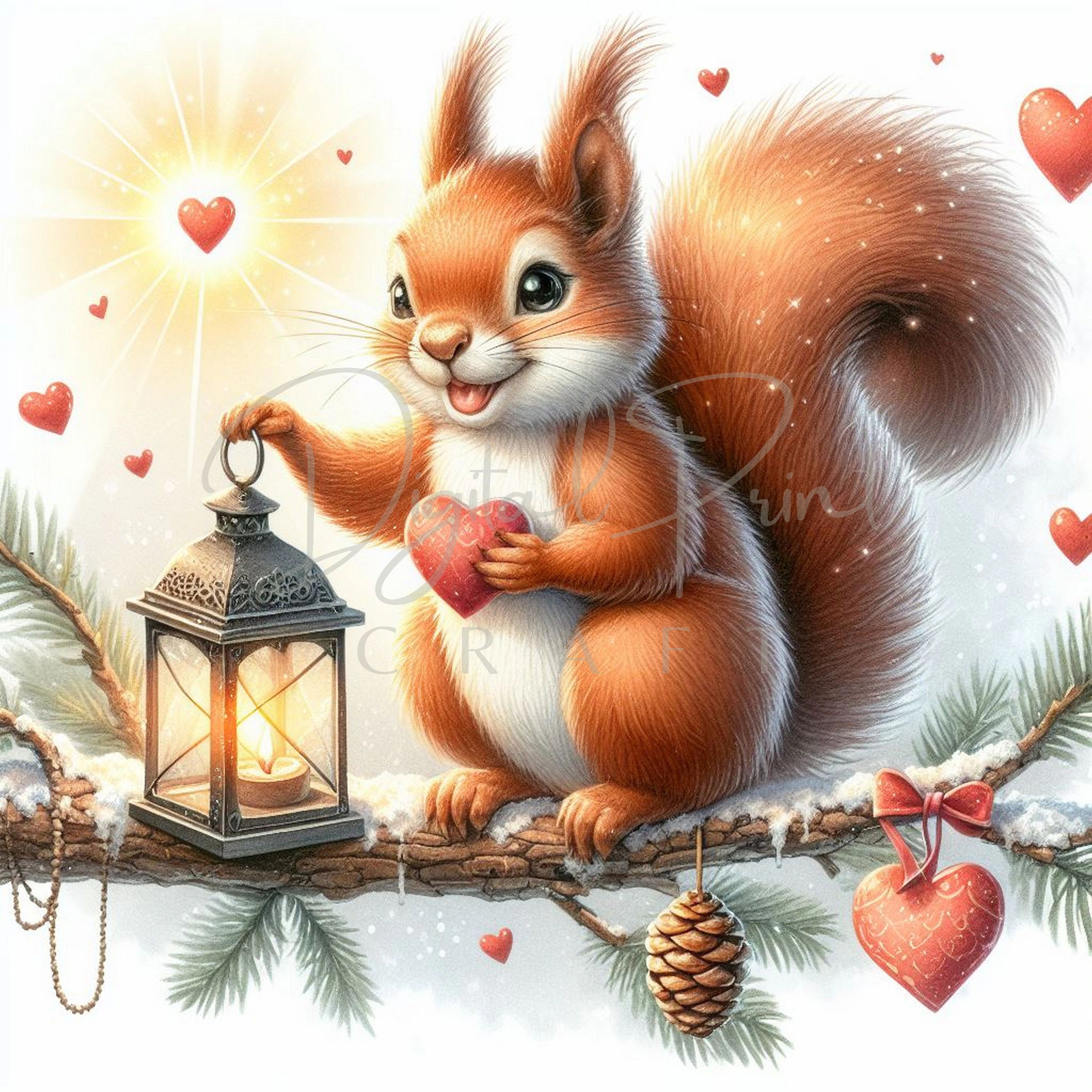 Valentine Squirrel Clipart, 10 JPG Valentines Day Clipart, Valentine ...