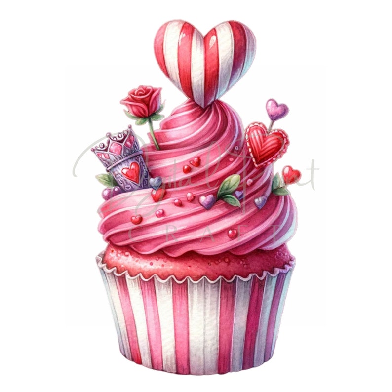 Valentine Cupcake Clipart, 14 PNG Valentines Day Clipart, Valentine ...