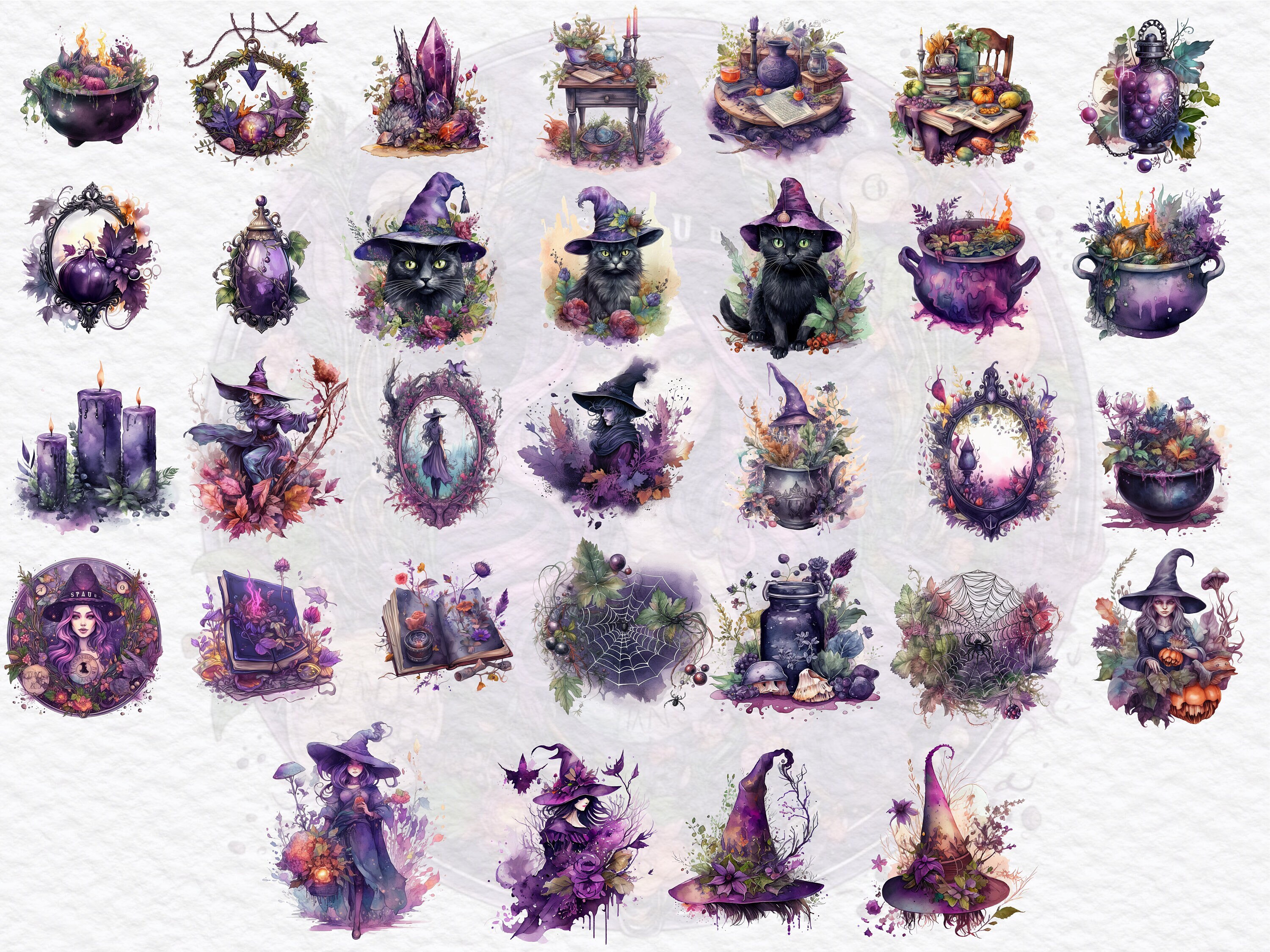 230+ Vintage Witch Clipart Mega Bundle, Vintage Halloween Clip Art ...
