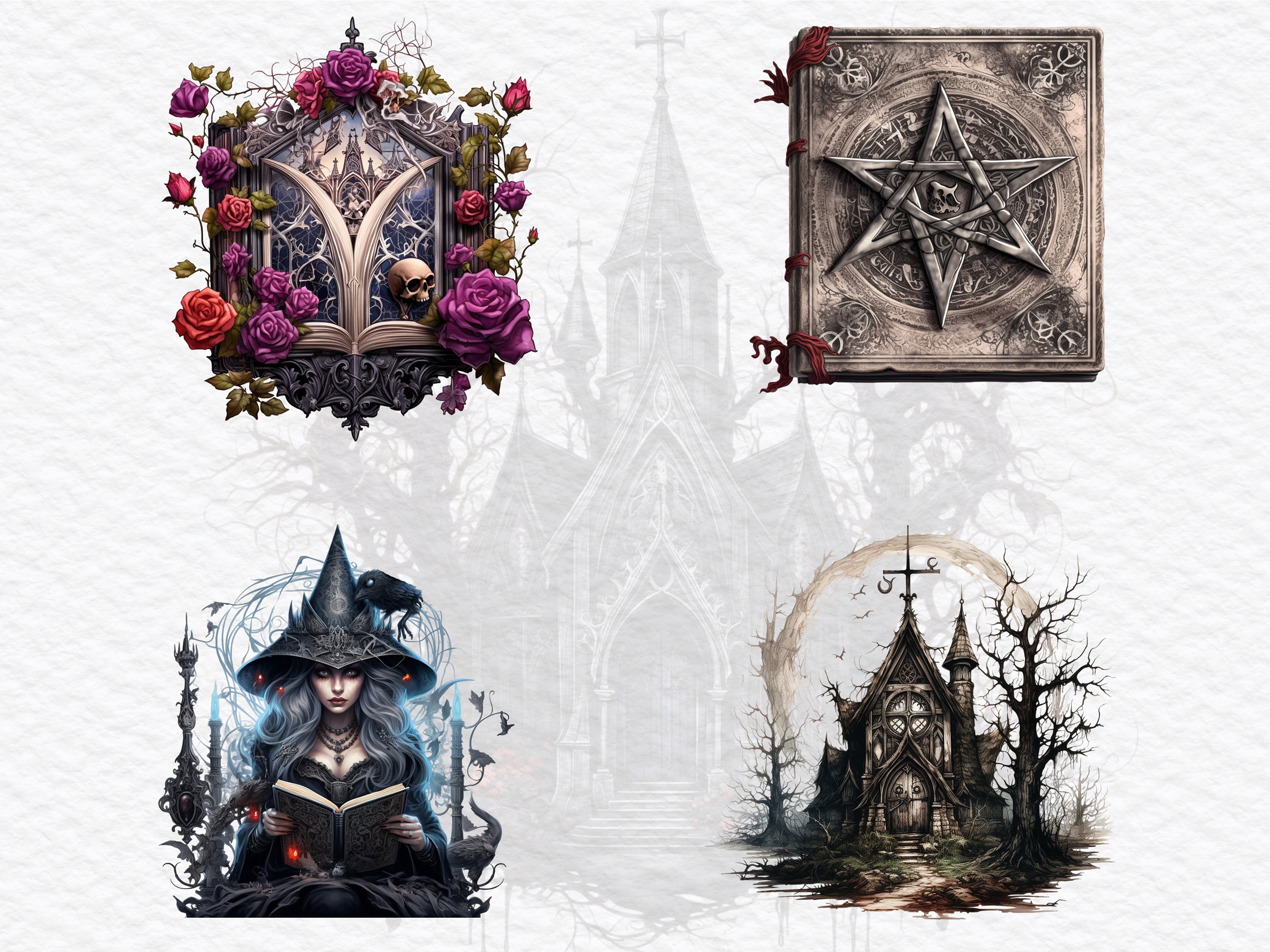 29 Mystic Witch Clipart Set, Dark Fantasy, Magic Witch Clipart PNG ...