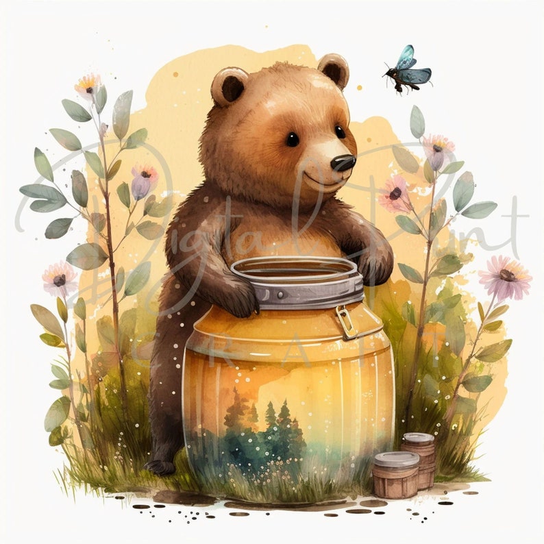 Teddy Bear Honey Clipart 16 High Quality Jpgs Digital Download Card ...