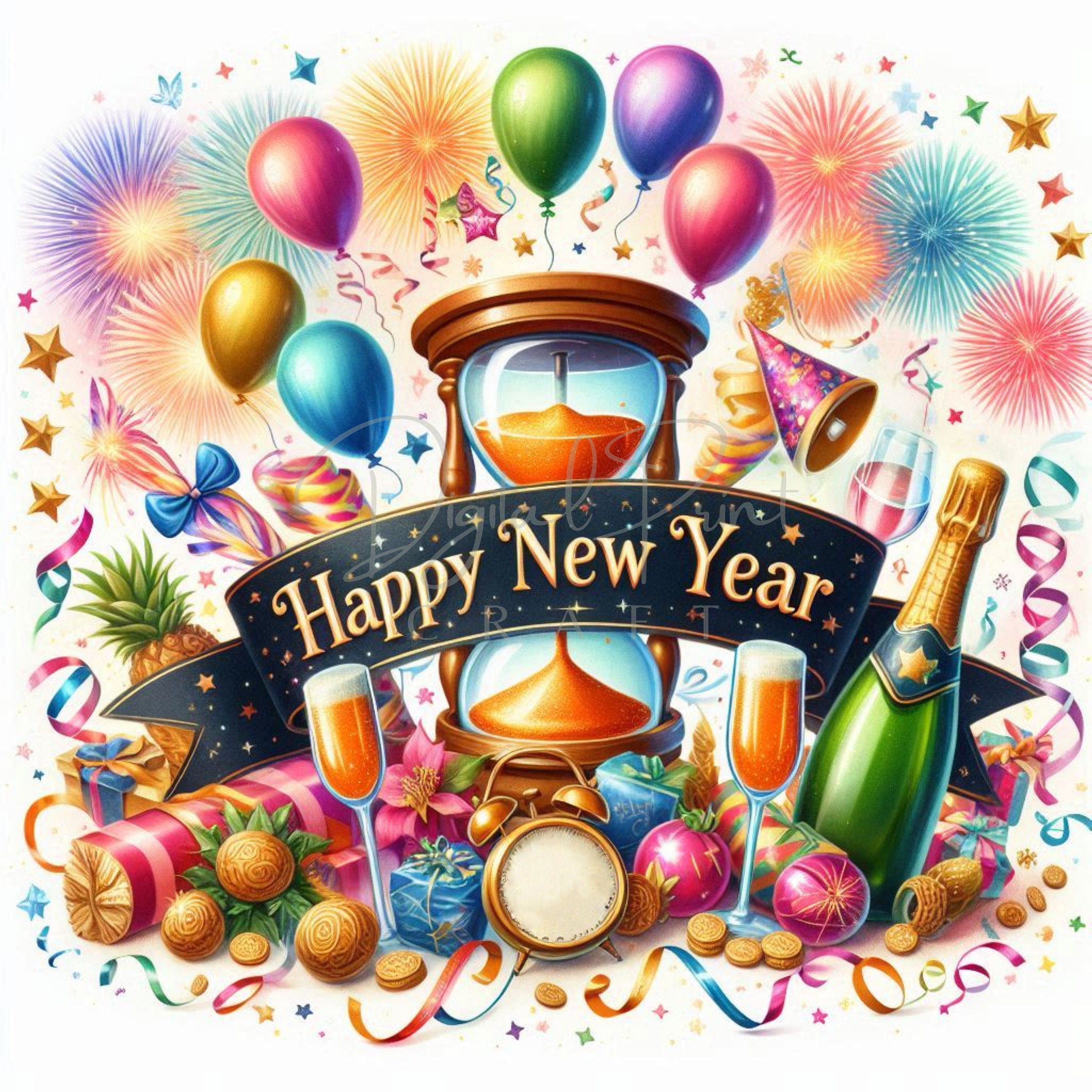 Happy New Year 2025 Clipart 11 High Quality Jpgs, Party Clipart ...