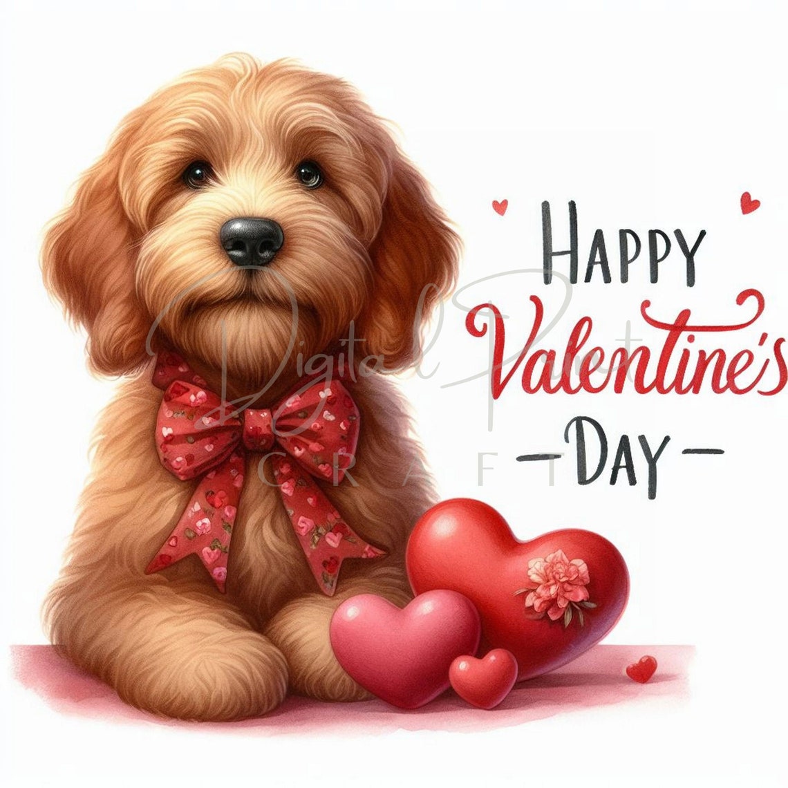 Valentine Labradoodle Clipart, 13 JPG Valentines Day Clipart, Valentine ...