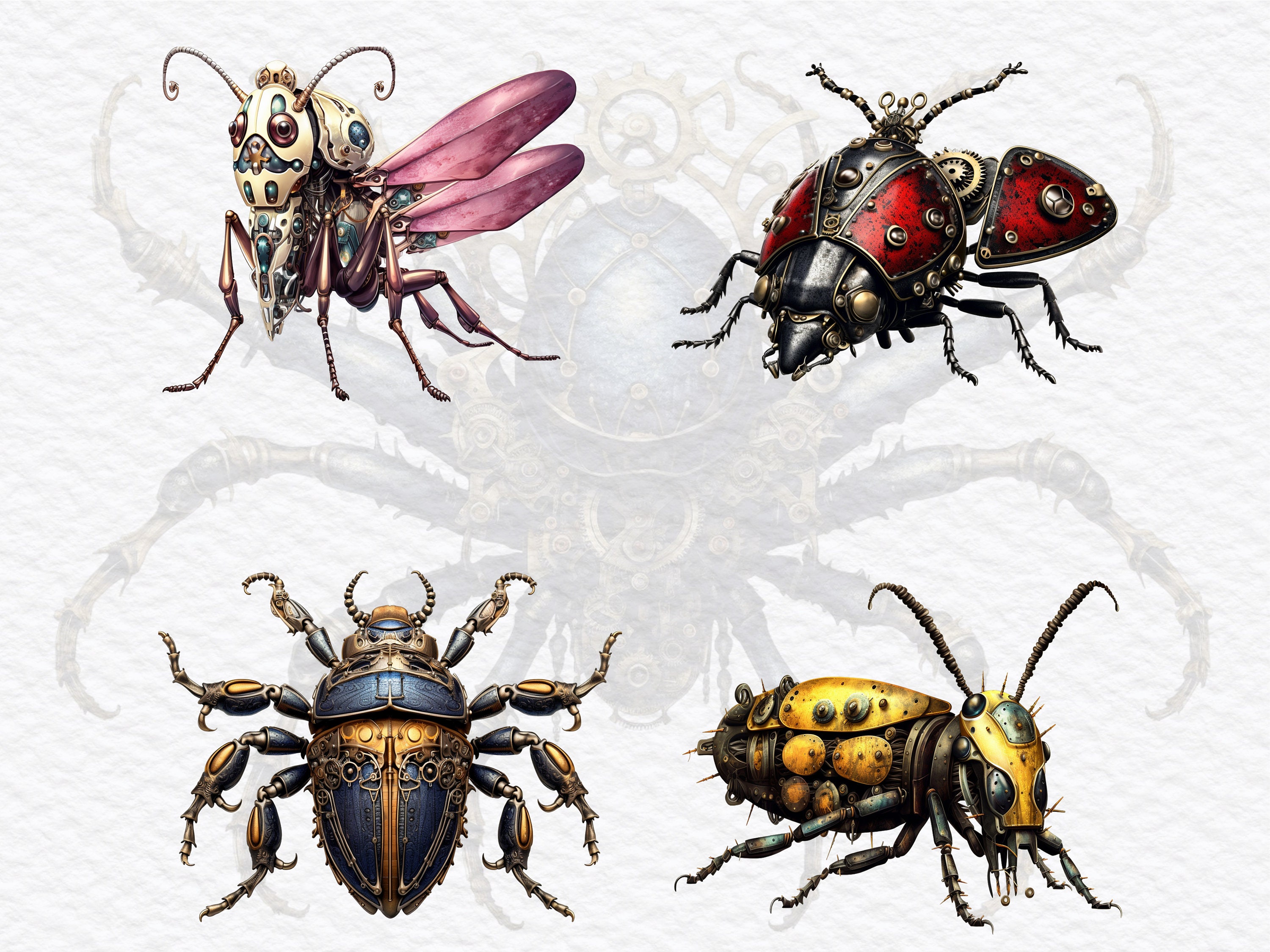 Steampunk Insects Clipart Bundle, Steampunk Pngs, Decor,png Graphics ...