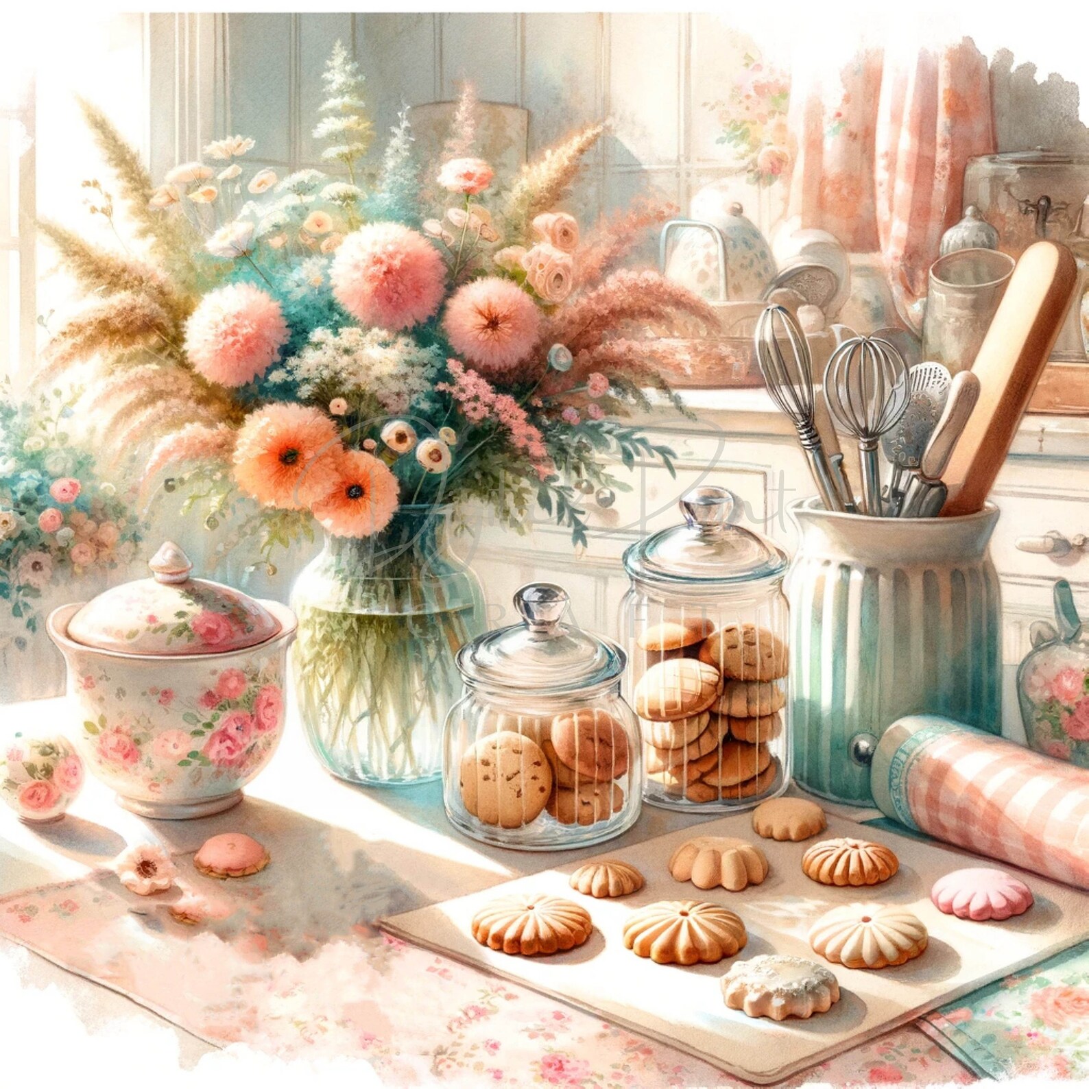 Shabby Chic Kitchen Decor Vintage Clipart Bundle12 High Quality Jpgs ...