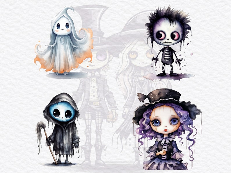 Cute Halloween Characters Clipart, Halloween Art for Junk Journal and ...