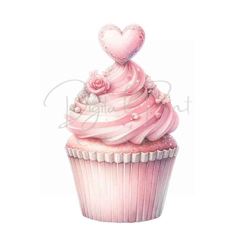 Valentine Cupcake Clipart, 14 PNG Valentines Day Clipart, Valentine ...