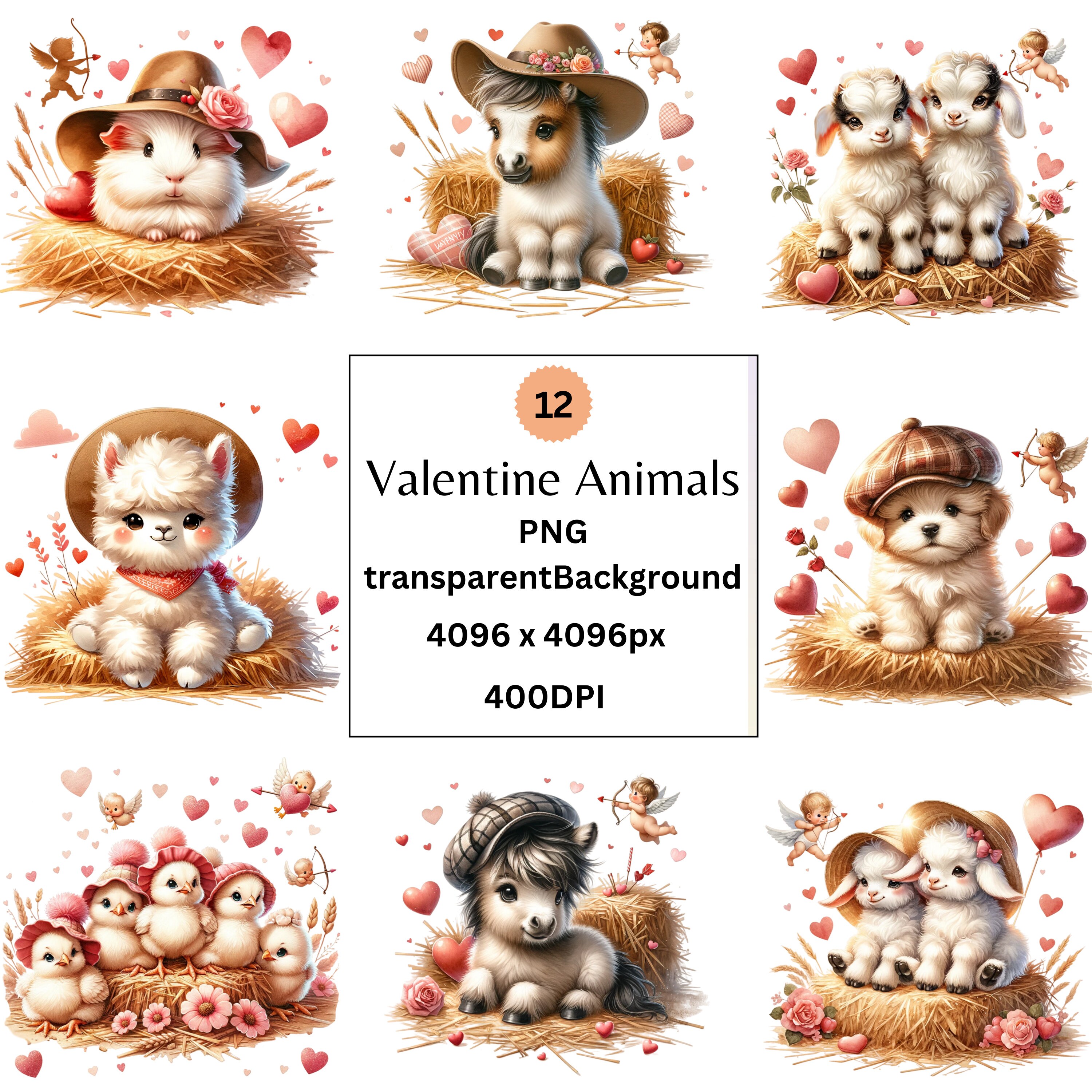 12 Valentine Animals Clipart PNG Transparent, High Quality Memory Books ...