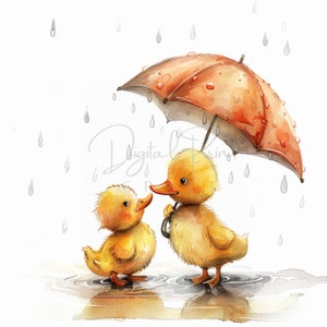 Duckling in Rain Clipart, Duck Clipart, 13 High Quality Jpgs,printable ...