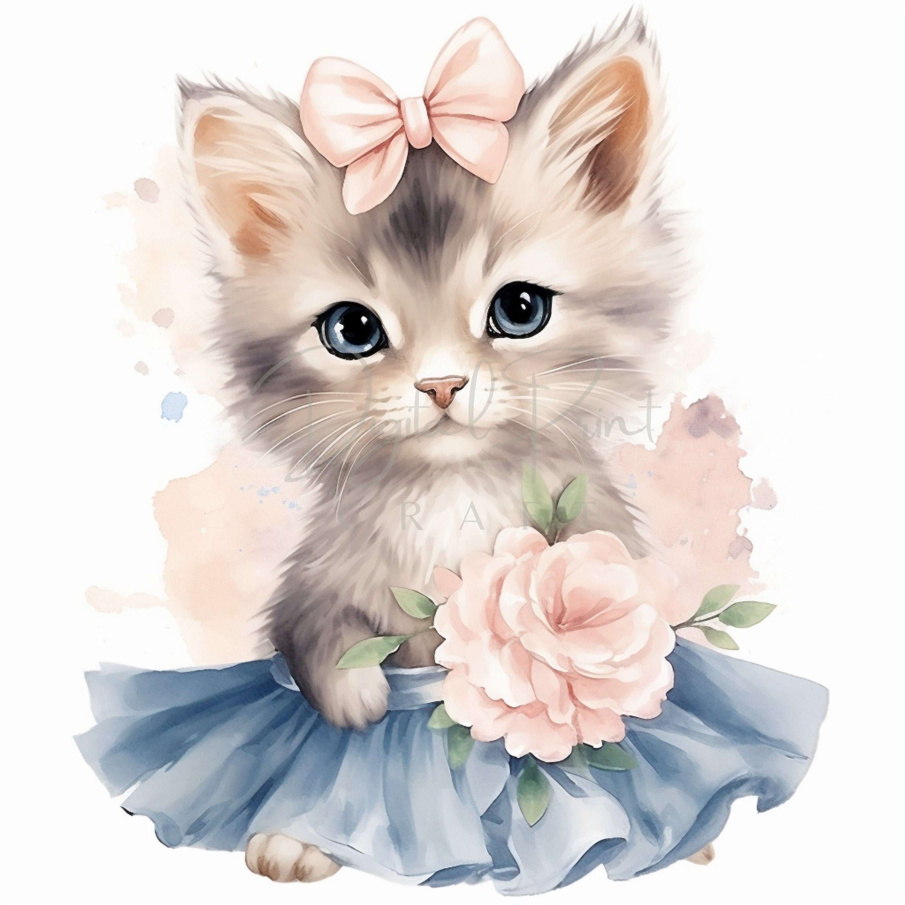Kitten Princess Clipart, Flower Cat Clipart, 10 High Quality Jpgs ...
