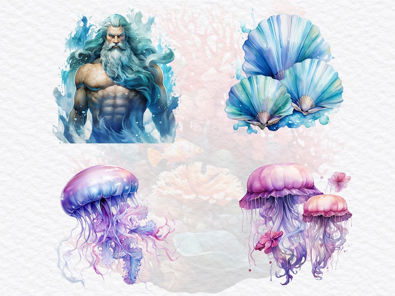 Mermaids Clipart Bundle PNG Transparent Watercolor Digital - Etsy