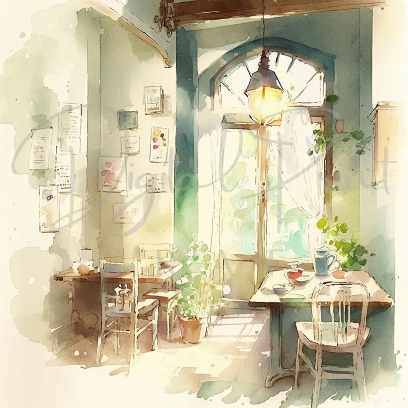 Coffee Shop Interior Clipart - 15 High Quality Jpgs - Digital Download ...