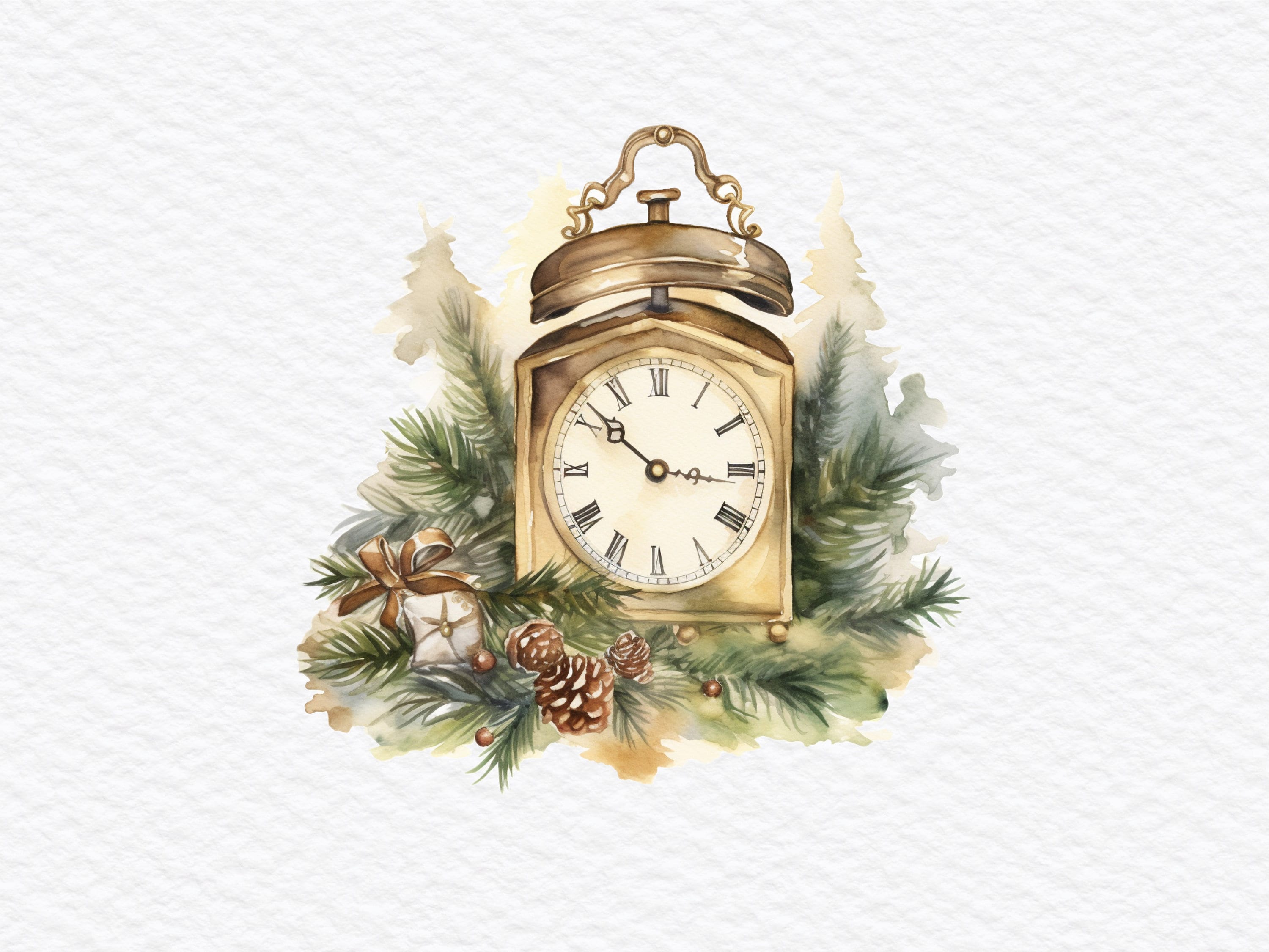 Christmas Clocks Clipart 11 Pngs Christmas Decoration Clock - Etsy