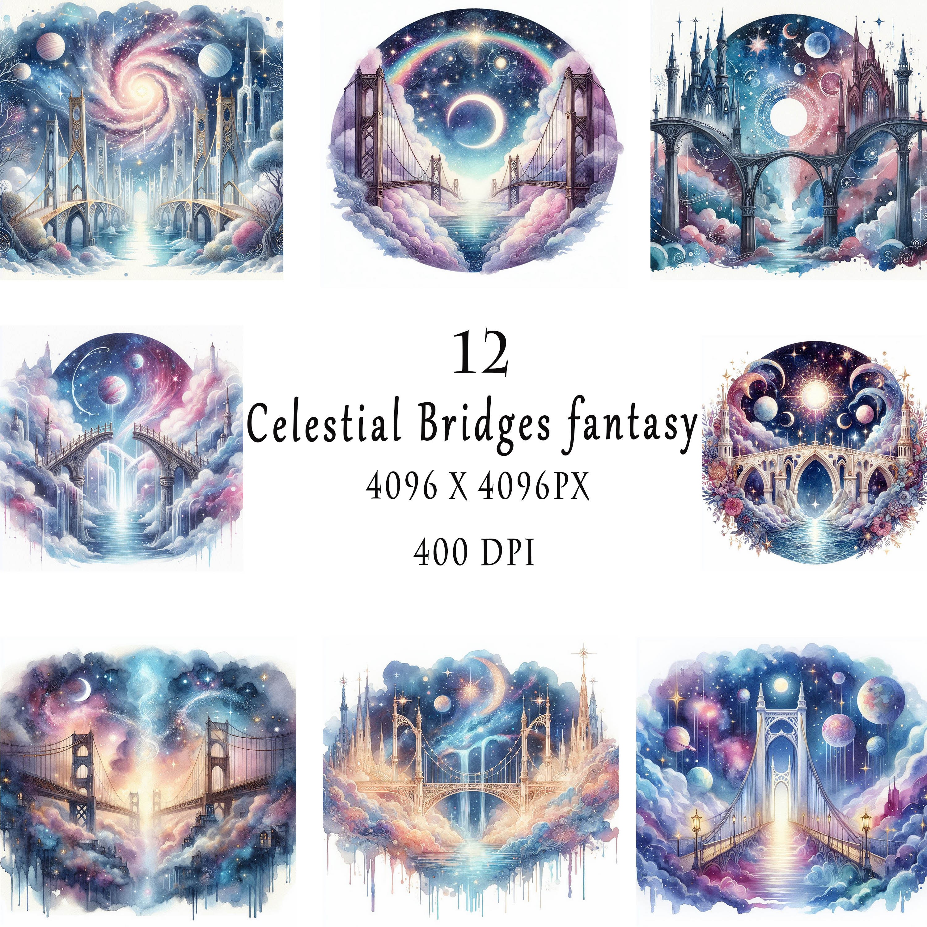 Celestial Cloud Bridges Clipart 11 JPG Format, Fantasy Magic Clipart ...