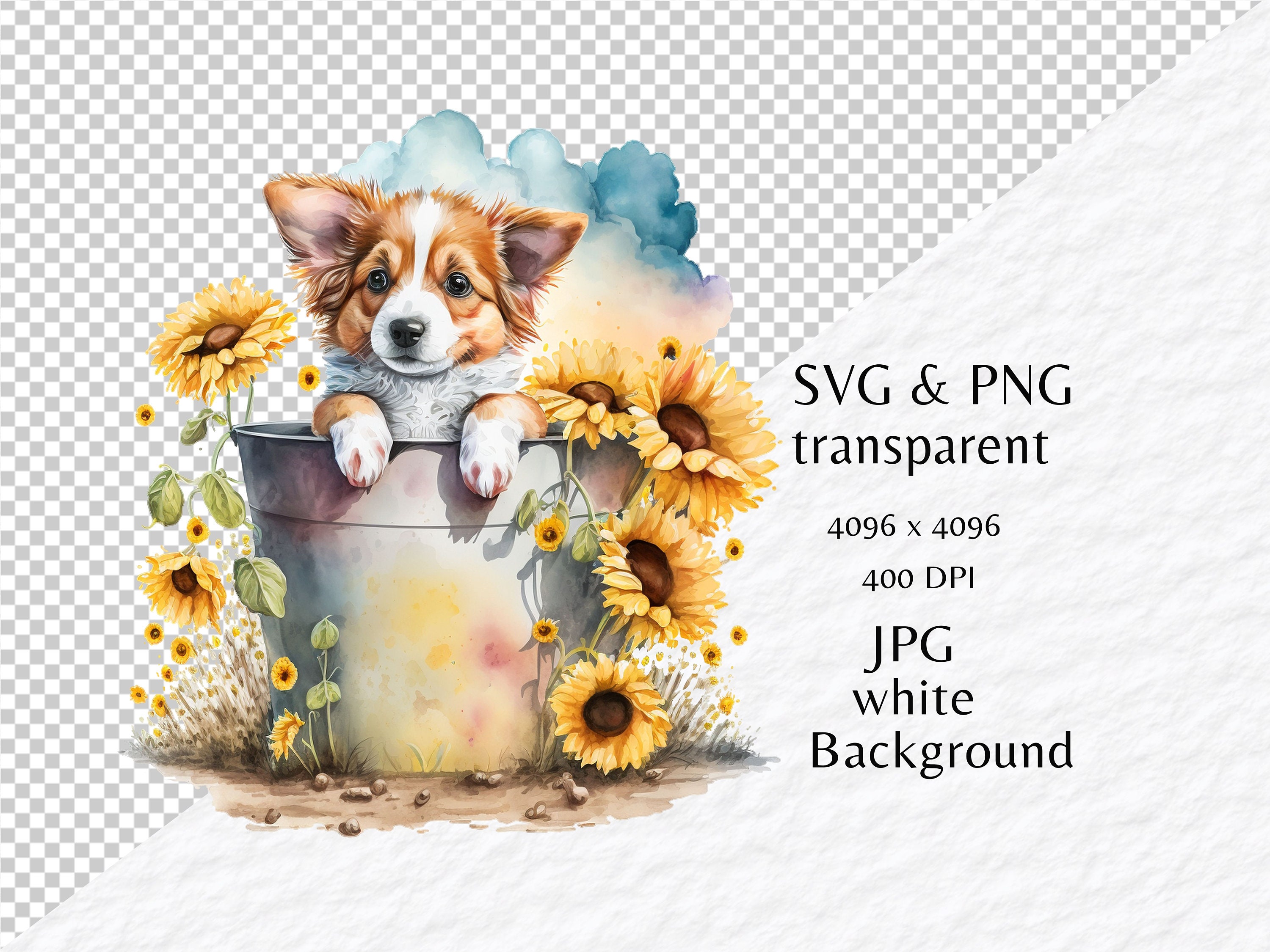Watercolor Dogs PNG Clipart Bundle-12 SVG and JPG Files dog Watercolor ...
