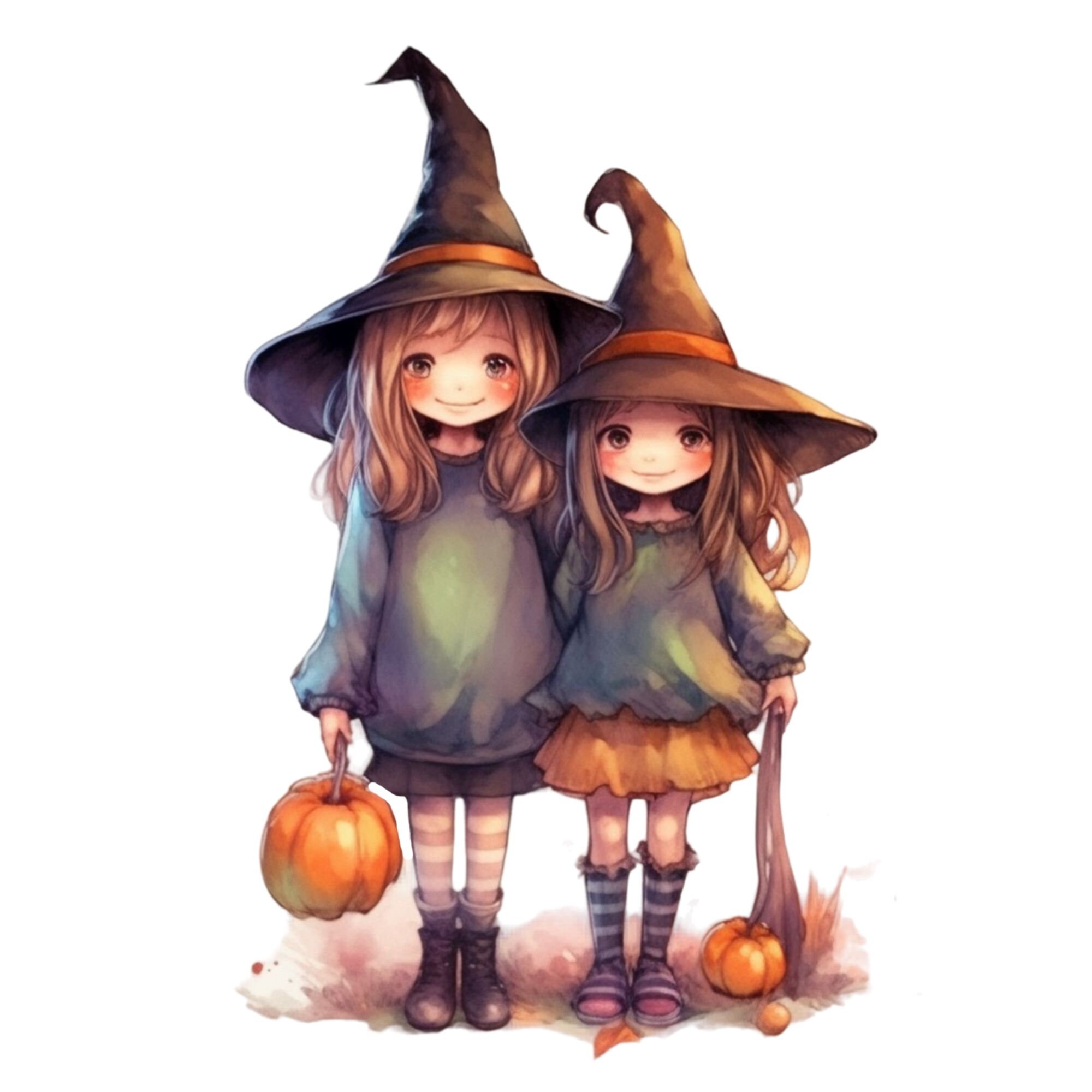 Watercolor Witches PNG Transparent Clipart Bundle Witch - Etsy