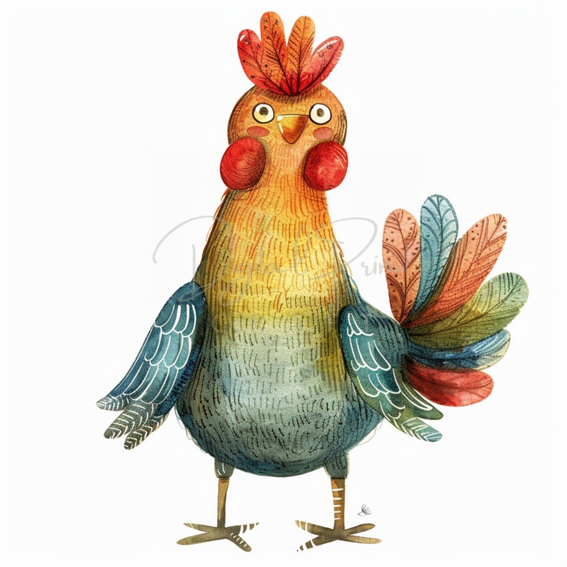 Quirky Whimsical Chicken Clipart, Shabby Chic Chicken, 12 Jpgs ...