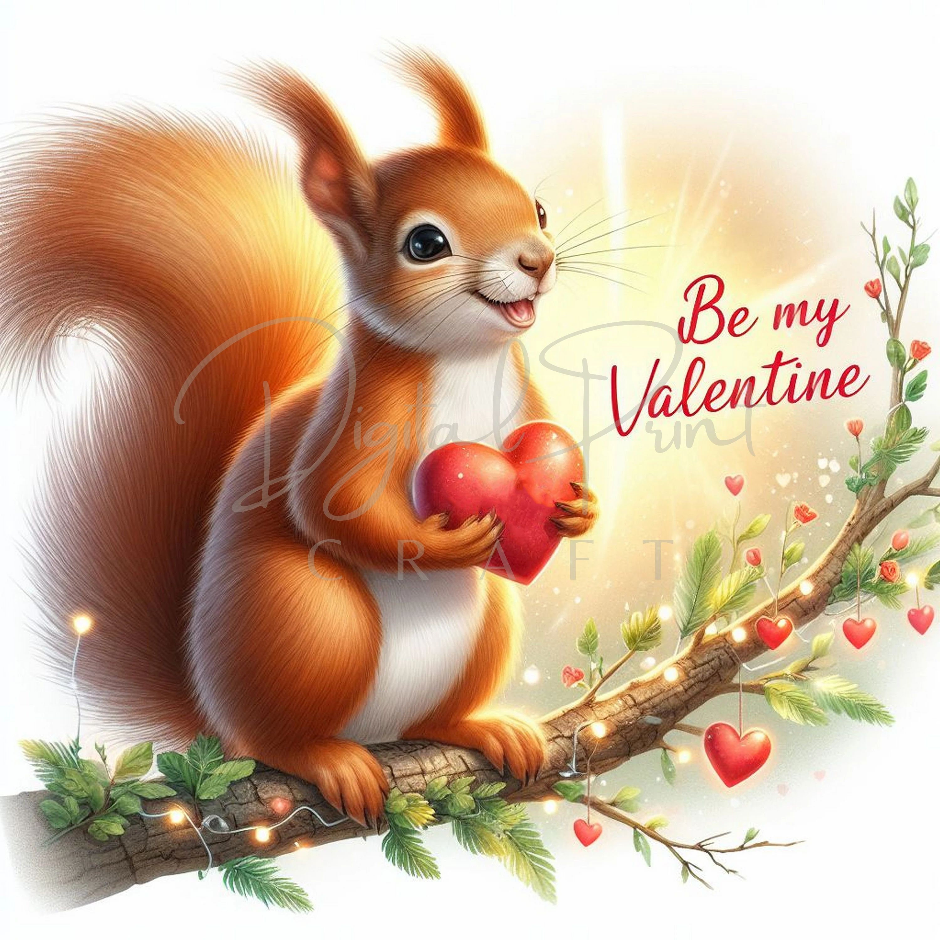 Valentine Squirrel Clipart, 14 JPG Valentines Day Clipart, Valentine ...