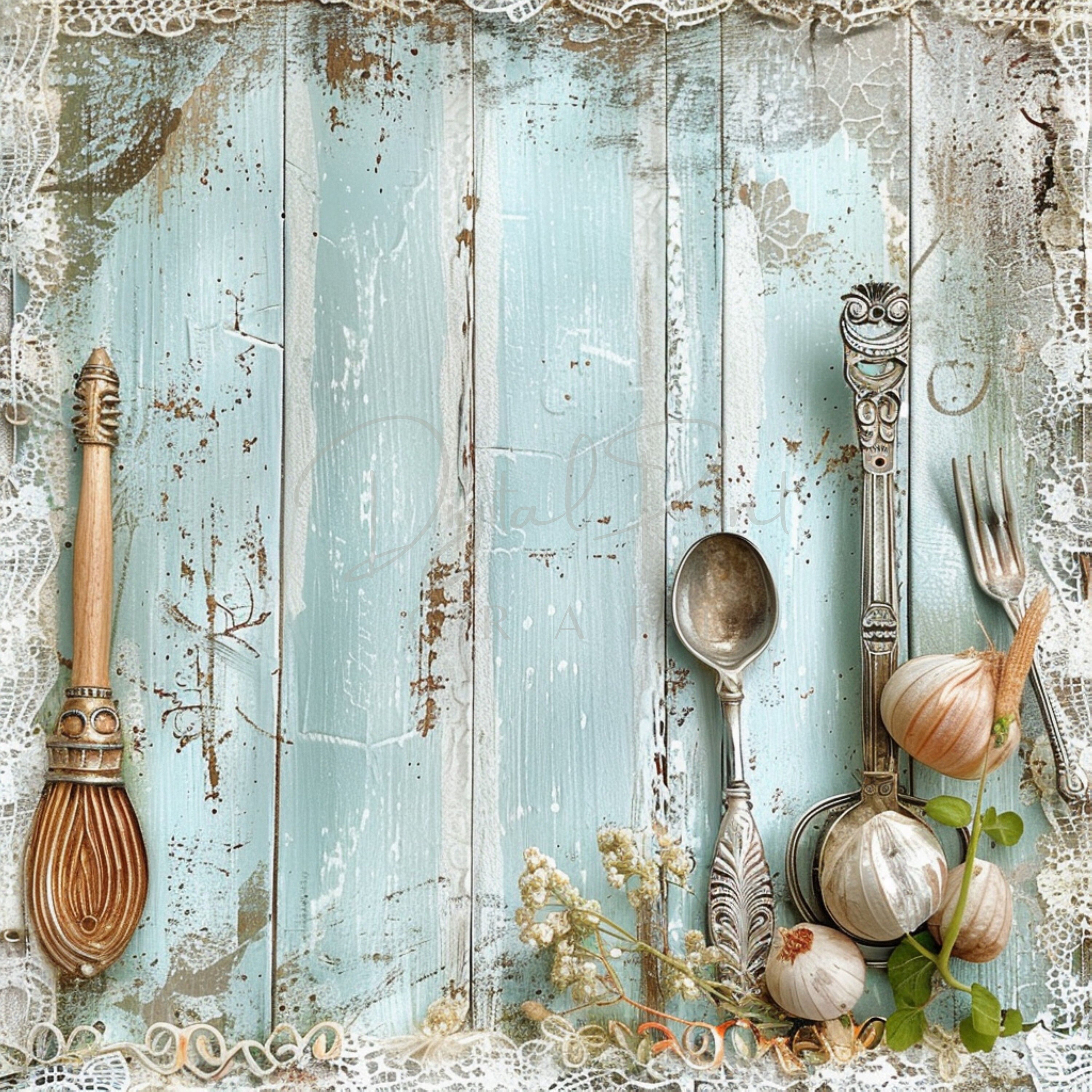 Shabby Chic Kitchen Tools, Food Clipart, 13 High Quality Jpgs ...