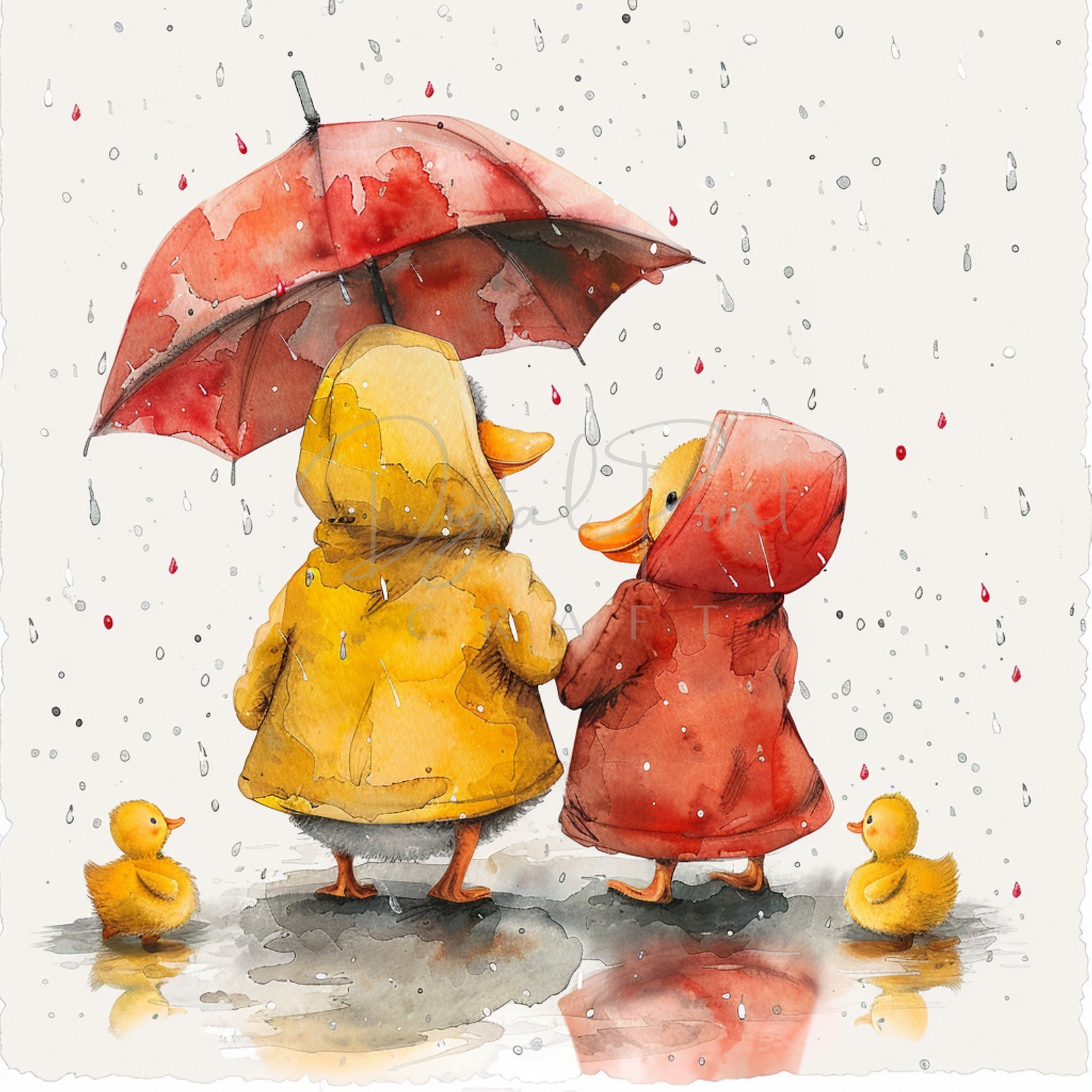 Duckling in Rain Clipart, Duck Clipart, 13 High Quality Jpgs,printable ...