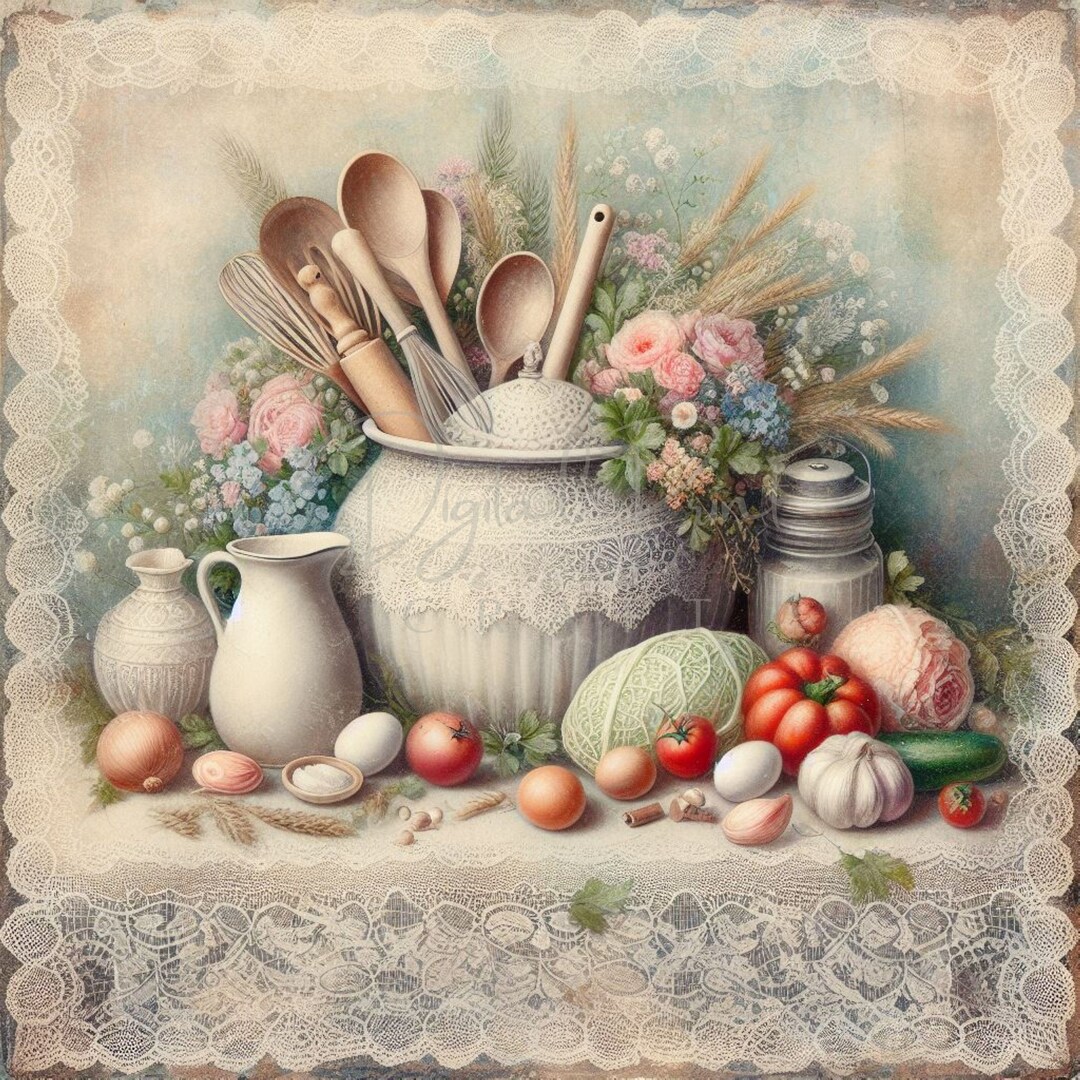 Shabby Chic Kitchen Utensils, Vintage Clipart, 29 High Quality Jpgs ...