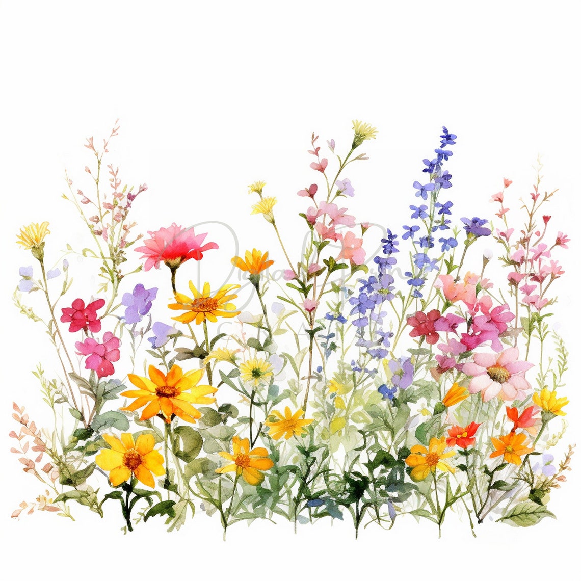 Spring Flower Meadow Bed Clipart Bundle - 18 High Quality Jpgs ...