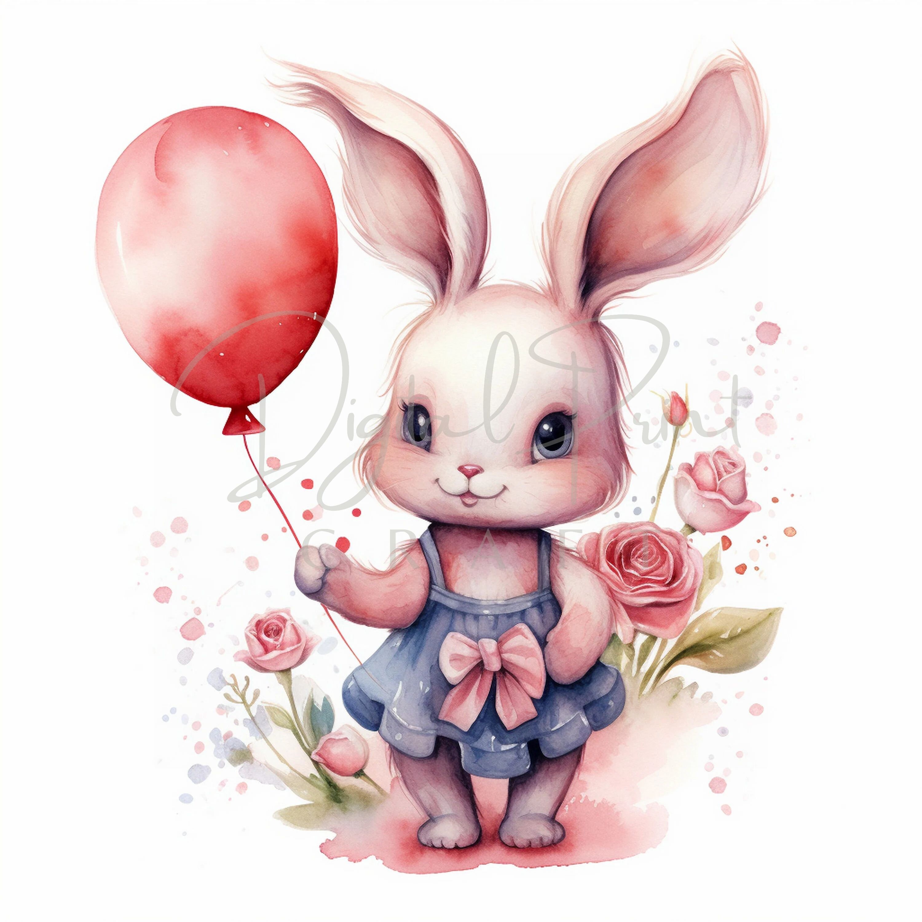 Watercolor Valentines Bunny Clipart, 10 JPG Valentines Day Clipart ...