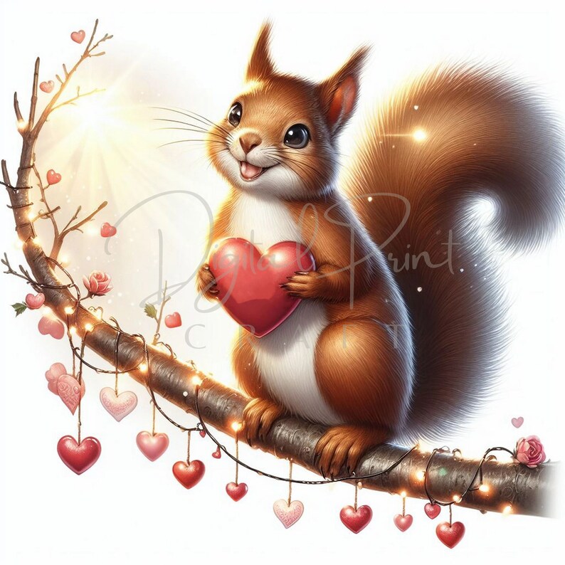 Valentine Squirrel Clipart, 14 JPG Valentines Day Clipart, Valentine ...