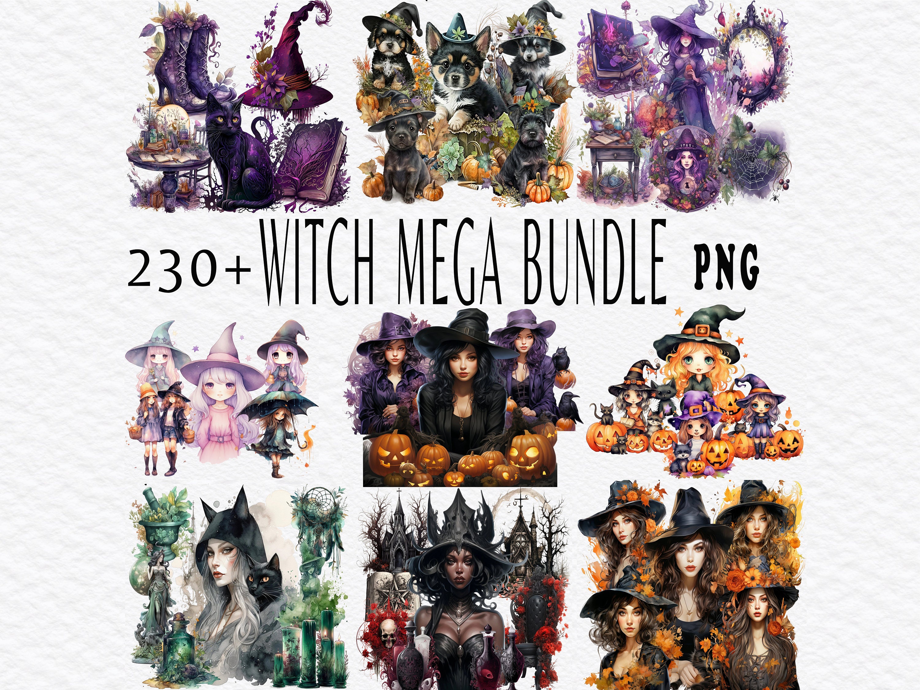 230 Vintage Witch Clipart Mega Bundle Vintage Halloween Clip - Etsy