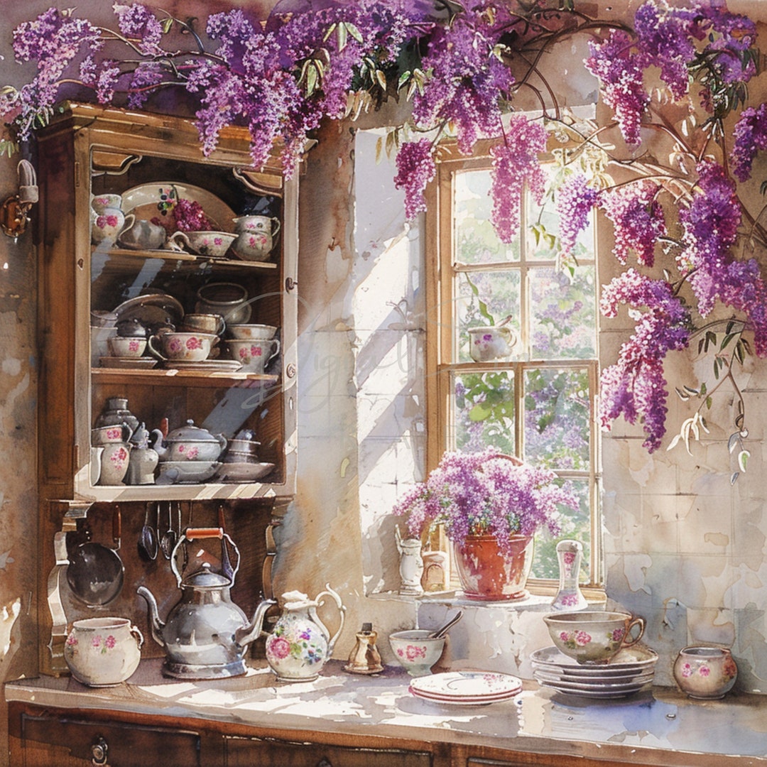 Shabby Chic Lavender Kitchen, Flower Clipart, 20 High Quality Jpgs ...