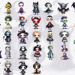 Cute Halloween Characters Clipart, Halloween Art for Junk Journal and ...