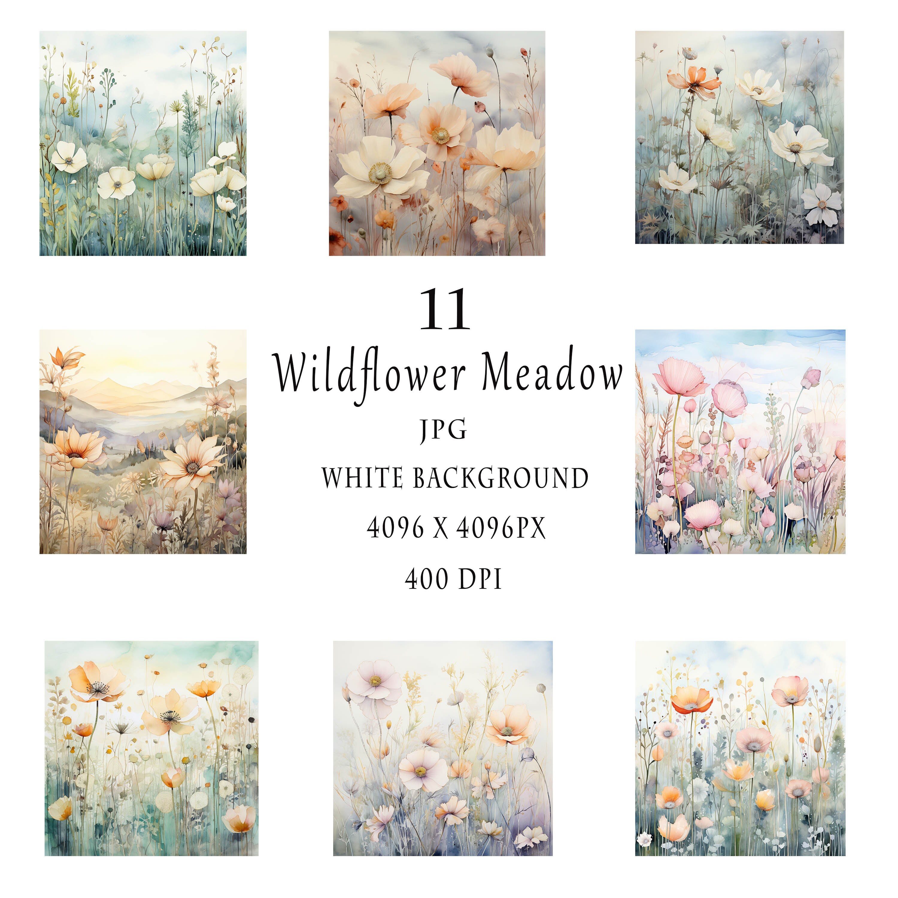 Spring Flowers Wild Floral Clipart Meadow 11 High Quality Jpgs ...
