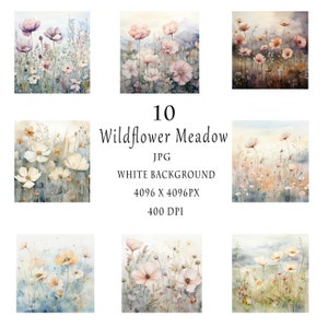 Spring Flowers Wild Floral Clipart Meadow - 10 High Quality Jpgs ...