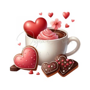 Valentine Hot Chocolate Clipart, 14 PNG Valentines Day Clipart ...