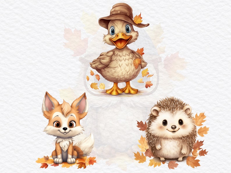 Autumn Animals Watercolor Clipart Bundle 11 PNG Sweet Fall - Etsy