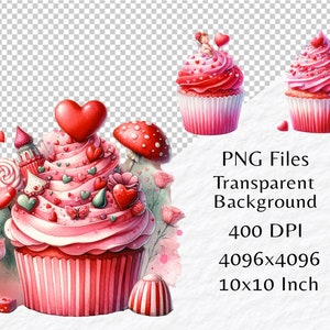 Valentine Cupcake Clipart, 14 PNG Valentines Day Clipart, Valentine ...