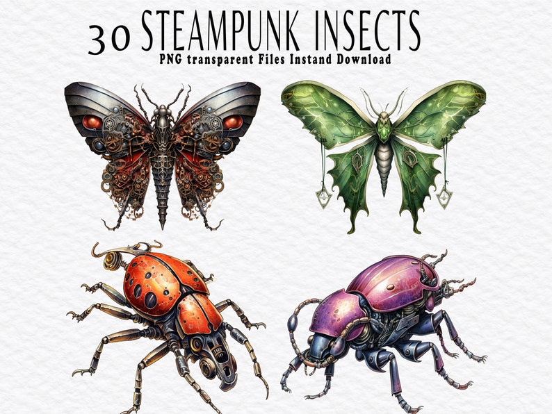 Steampunk Insects Clipart Bundle, Steampunk Pngs, Decor,png Graphics ...